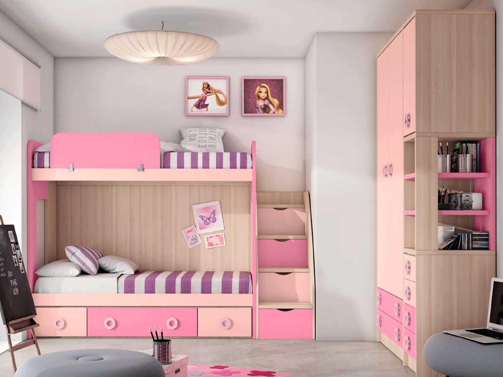 HABITACIÓN JUVENIL CON LITERA Nº 315 – Mueblechic.es by Muebles Raquel